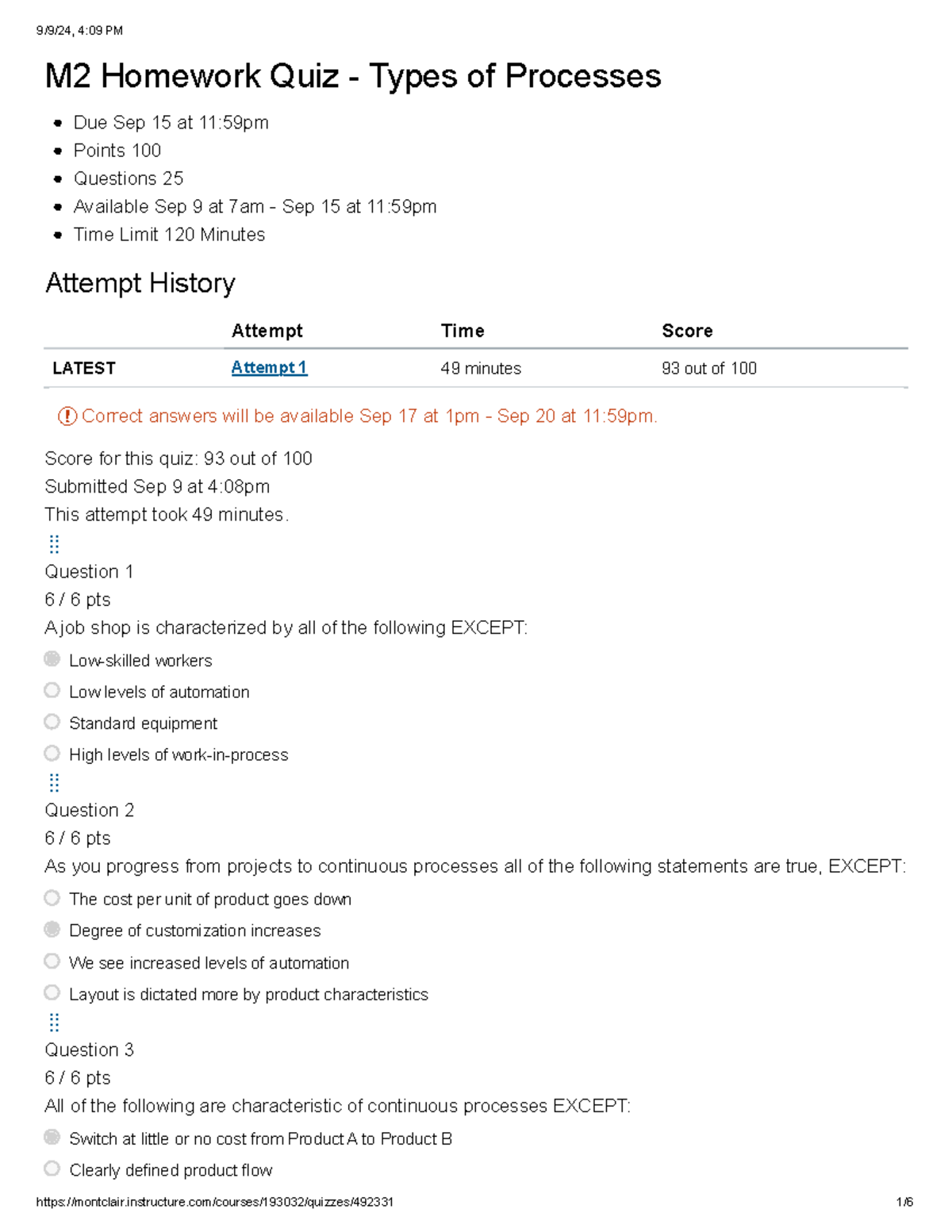 M2 Assignment Quiz 2 - M2 Homework Quiz - Types of Processes Due Sep 15 at 11:59pm Points 100 ...