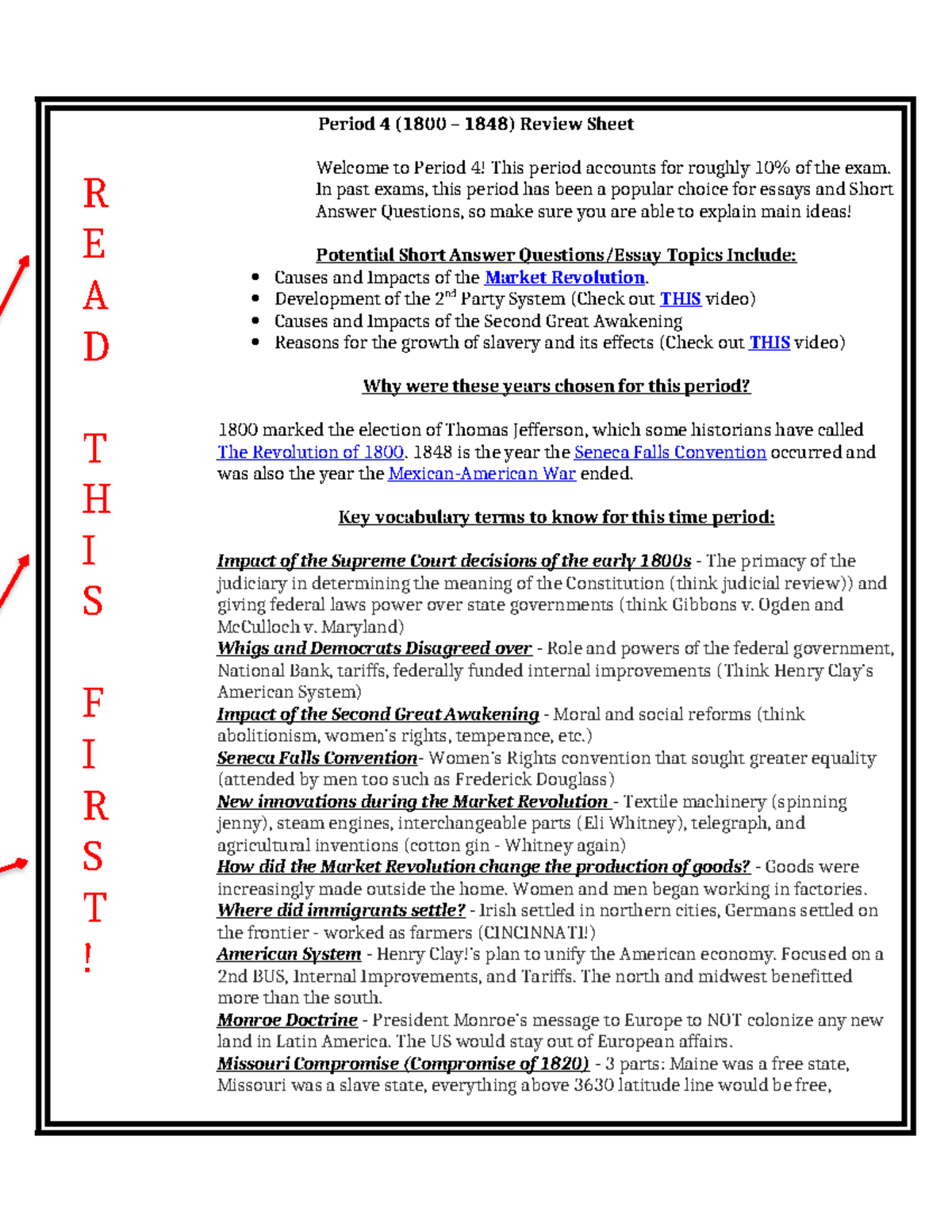 Period 4 Review Sheet - goodp - Period 4 (1800 – 1848) Review Sheet ...