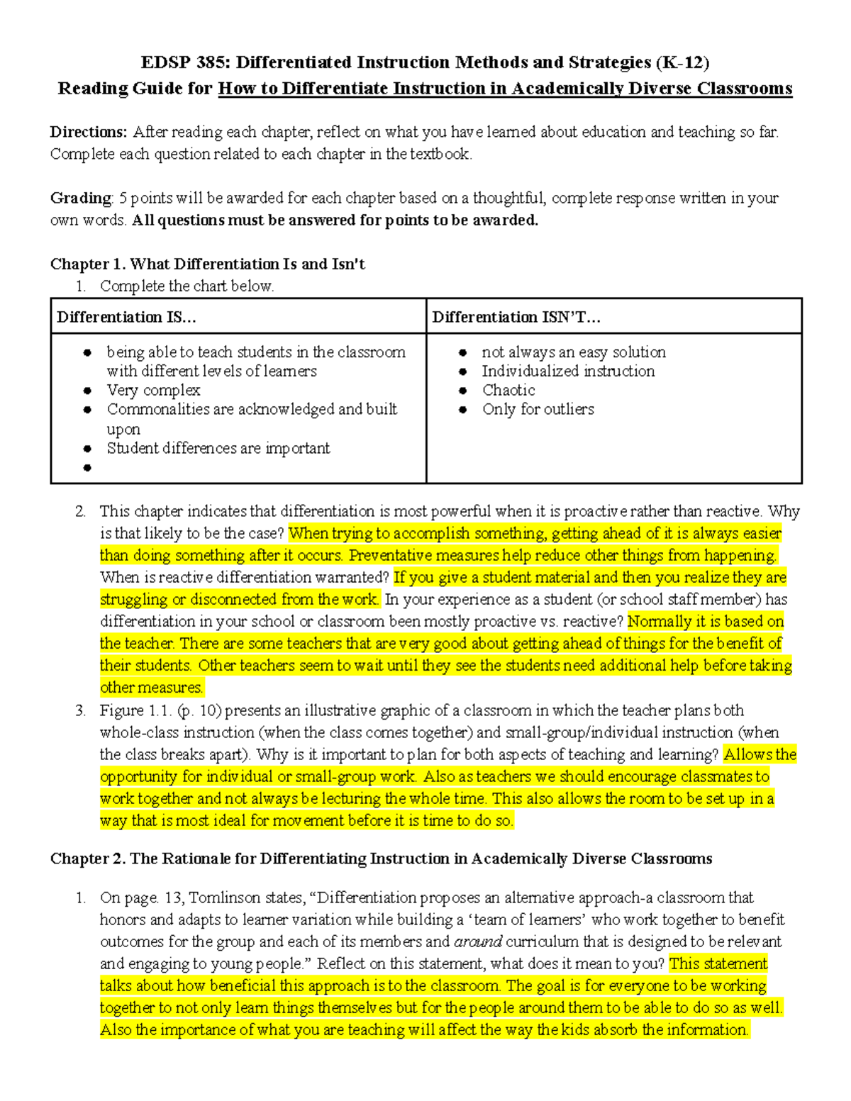 Chapter two notes - EDSP 385: Differentiated Instruction Methods and ...