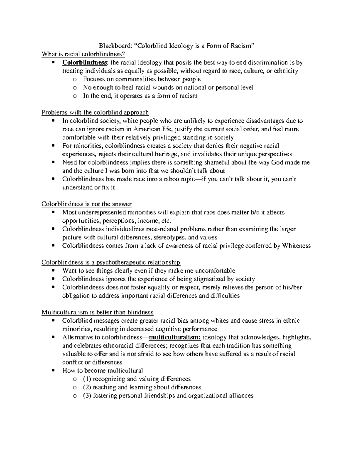 Blackboard- colorblind ideology is a form of racism - Blackboard ...