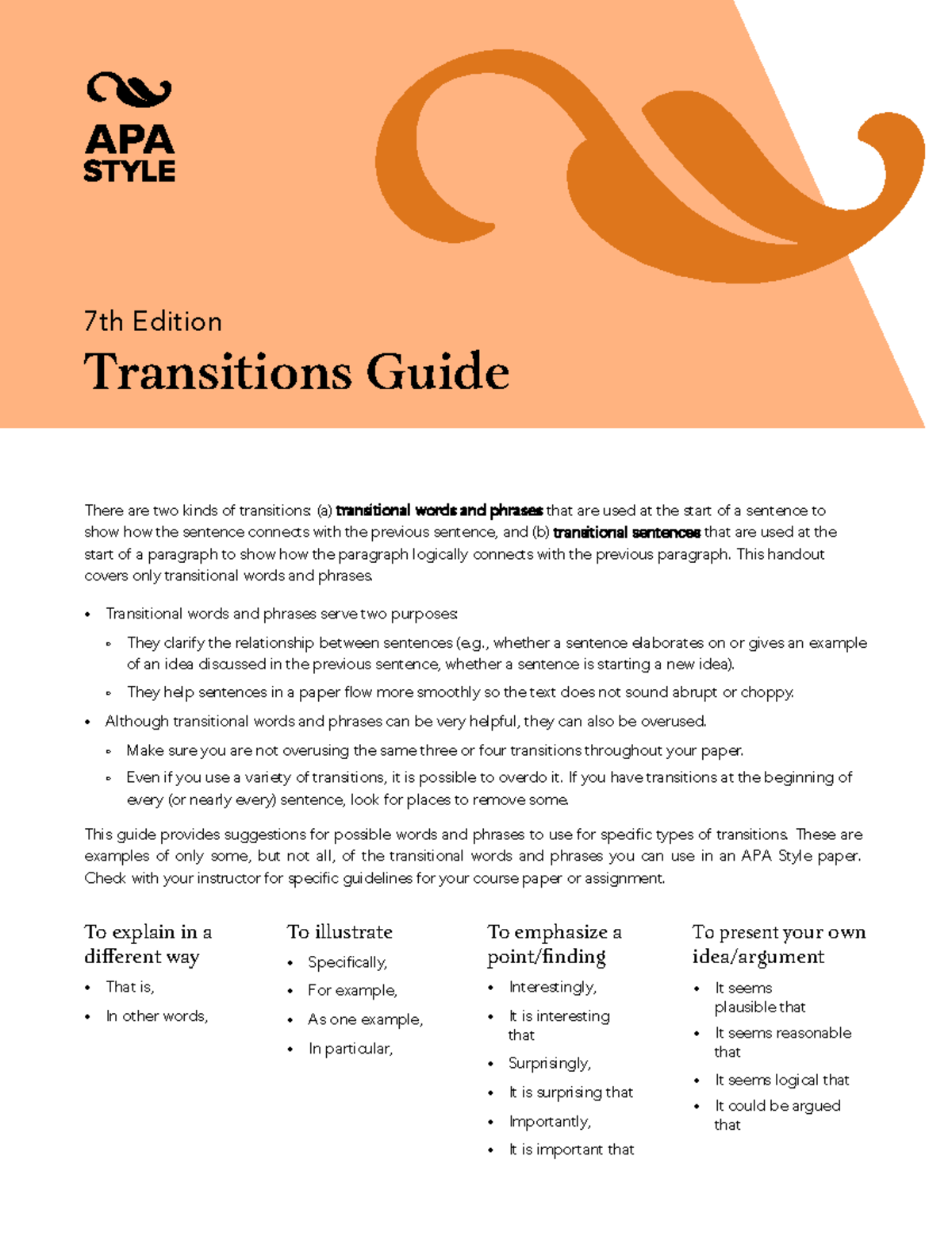 Style-transitions-guide - 7th Edition Transitions Guide There are two ...