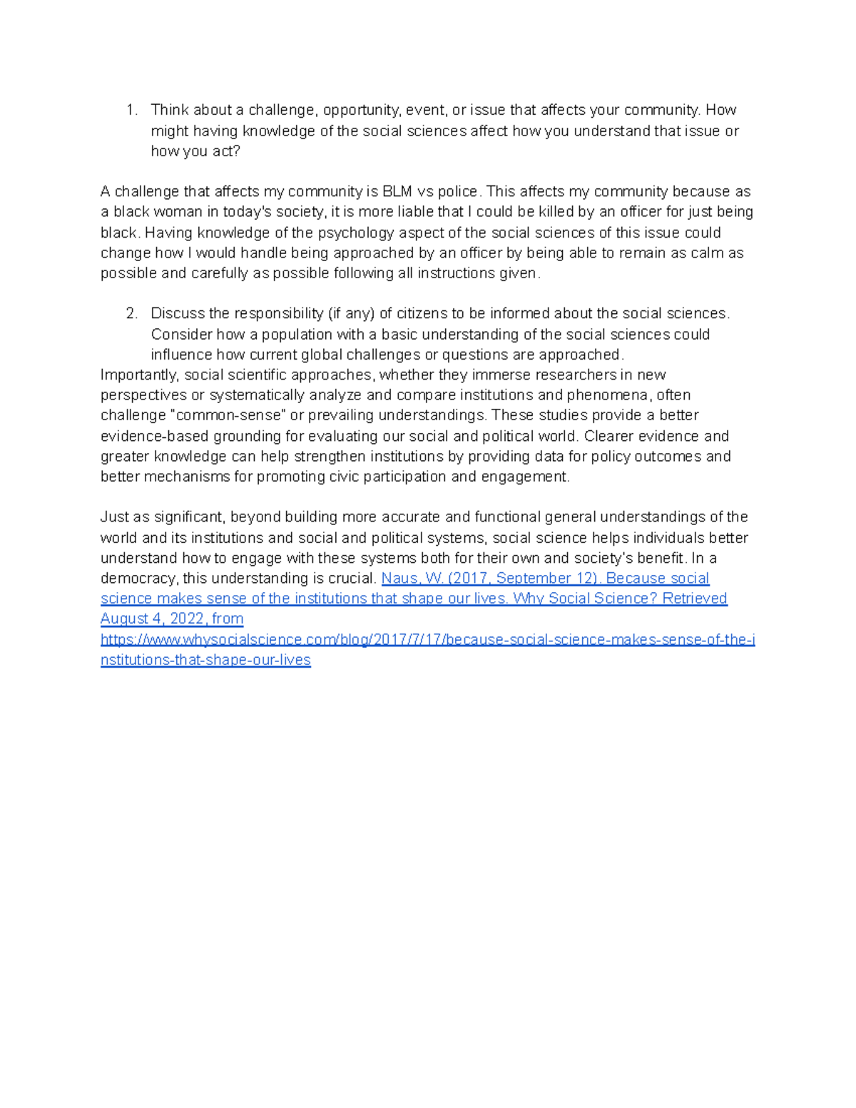 Discussion 6 - Think about a challenge, opportunity, event, or issue ...