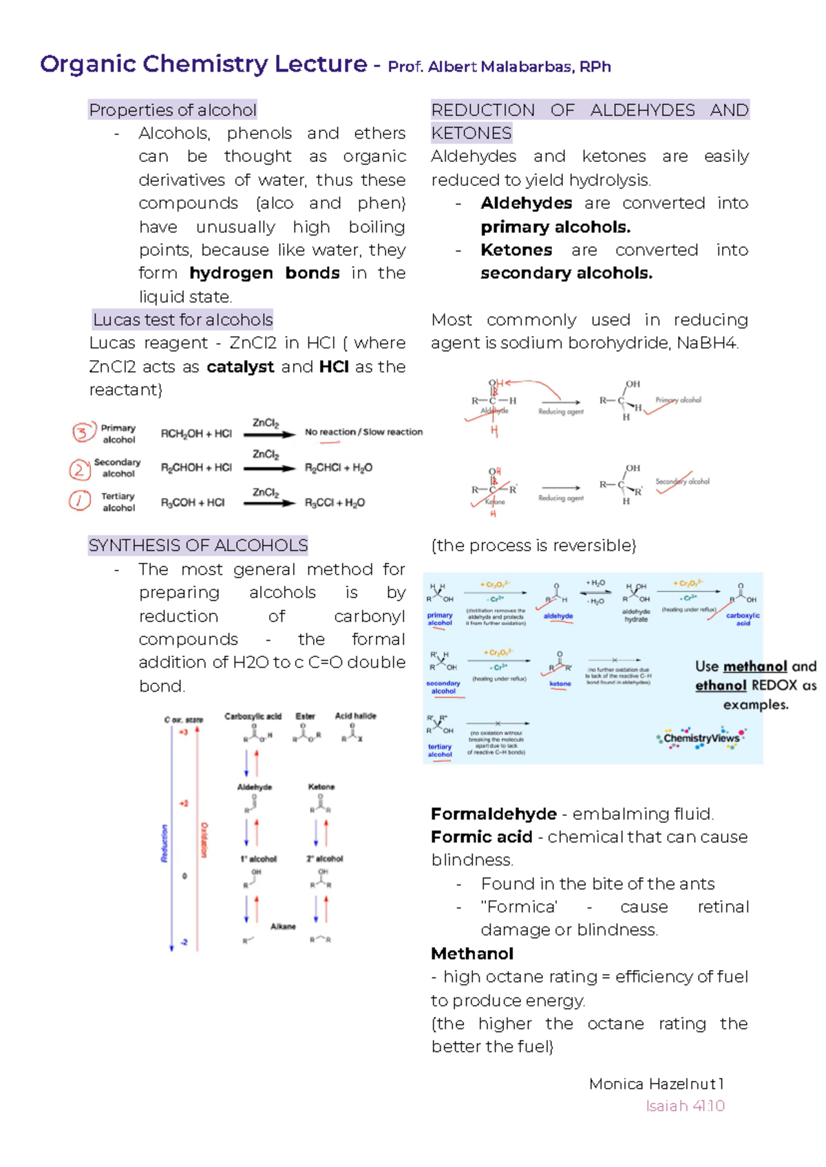 Properties of Alcohols to Reactions of Ethers Midterms - Properties of ...