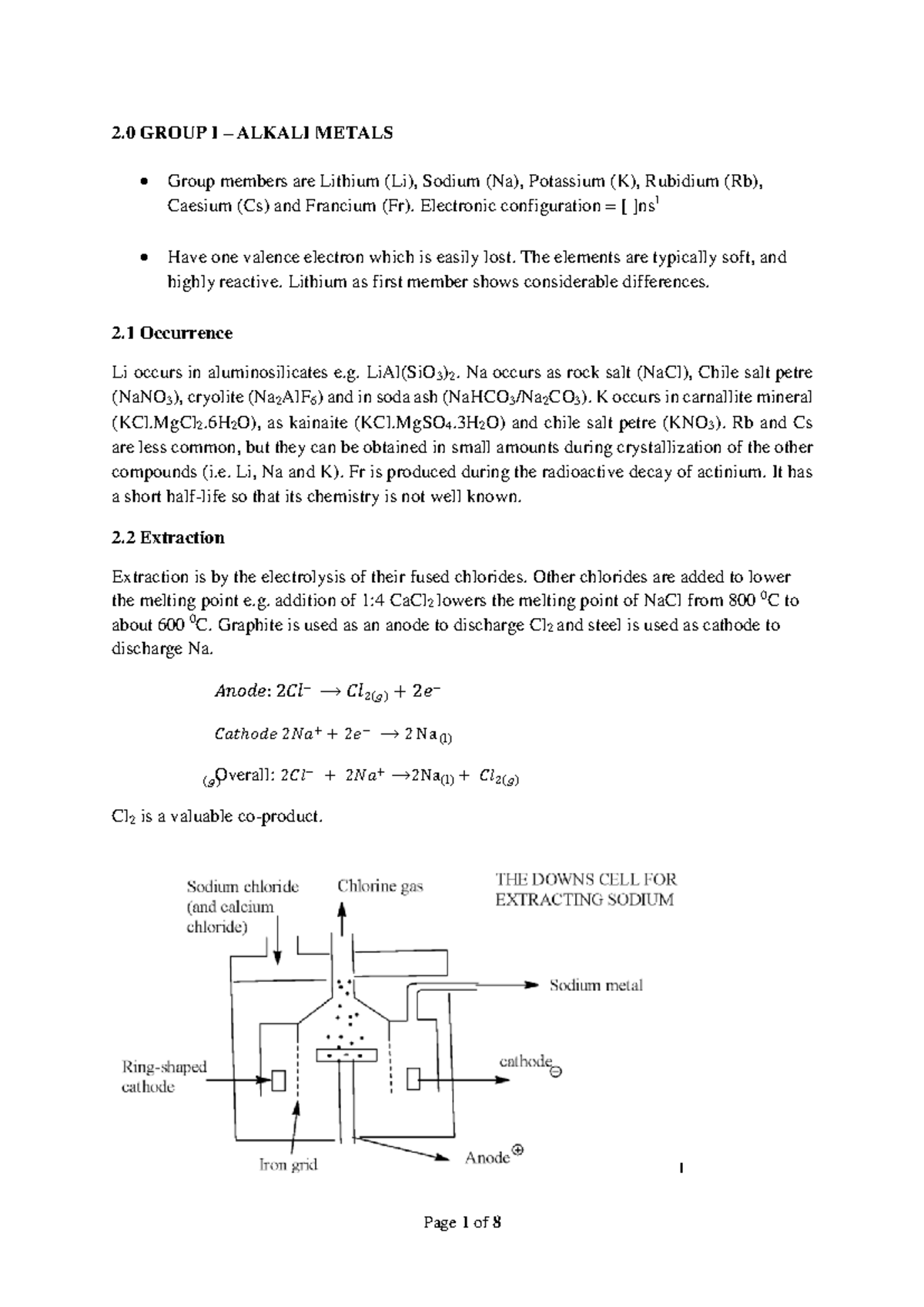 Group I-1-2023 - (𝑔) 2 GROUP I – ALKALI METALS Group members are ...