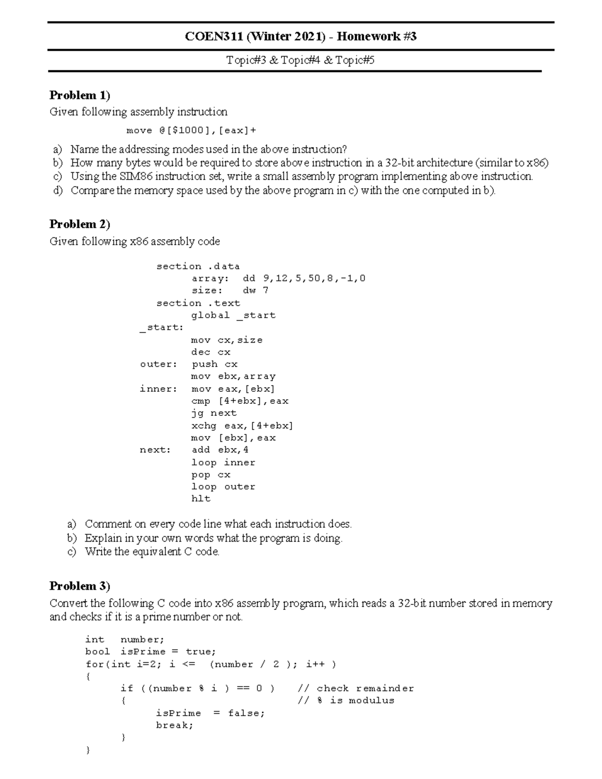Homework #3 - COEN311 (Winter 2021) - Homework Topic#3 & Topic#4 ...