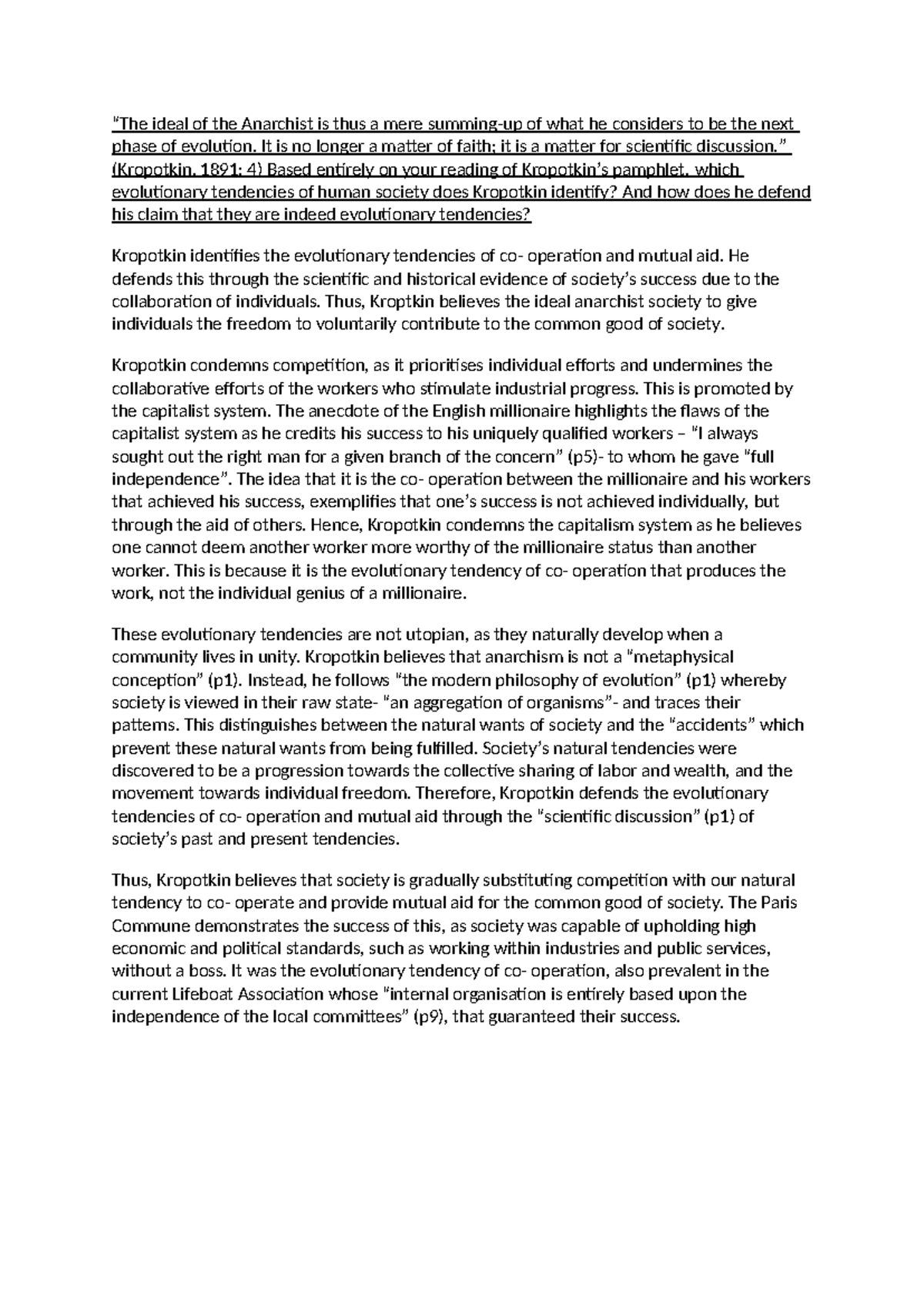 Anarchism copy - “The ideal of the Anarchist is thus a mere summing-up ...