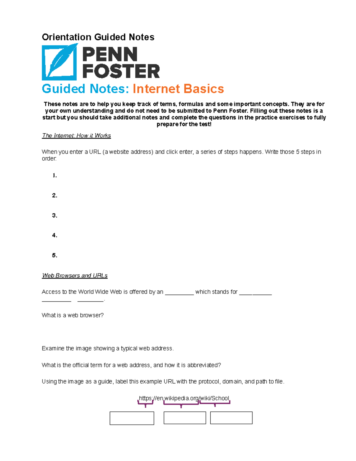 Courseguide orientation guidednotes 02 5 - Guided Notes: Internet ...