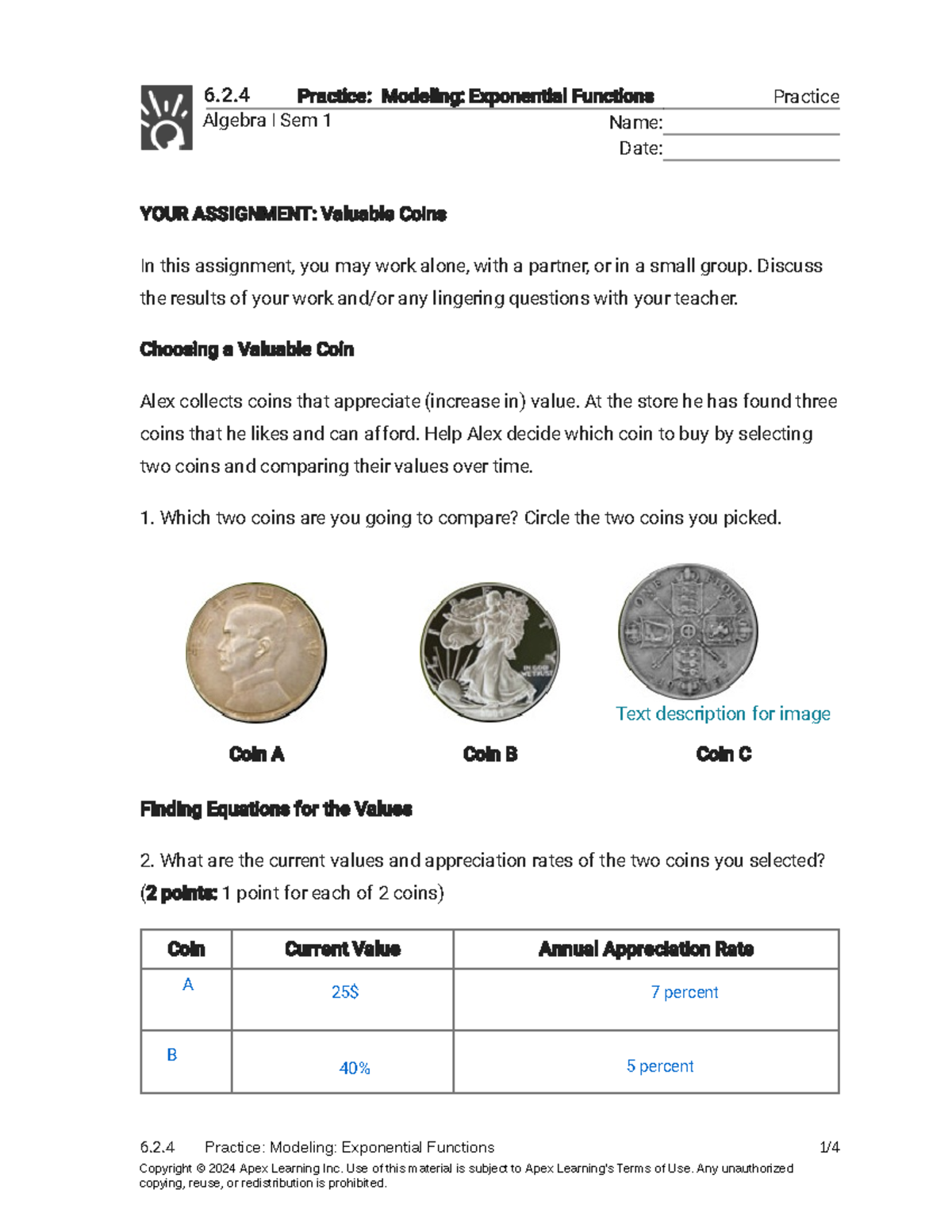 6.2.4 Practice - Modeling Exponential Functions (Practice) - Practice ...