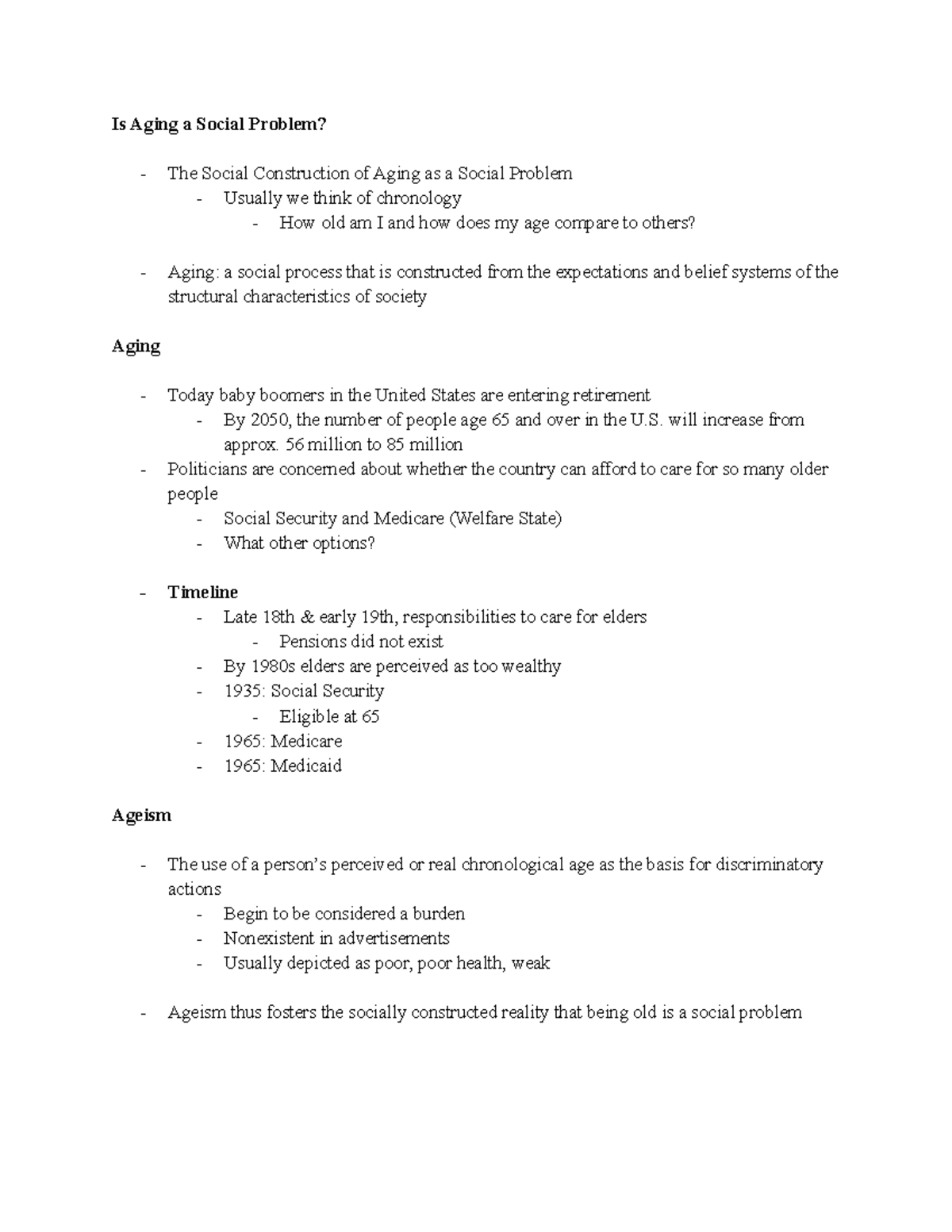 Chapter 6 Aging - Professor Adame's Social Problems Class - Is Aging a ...