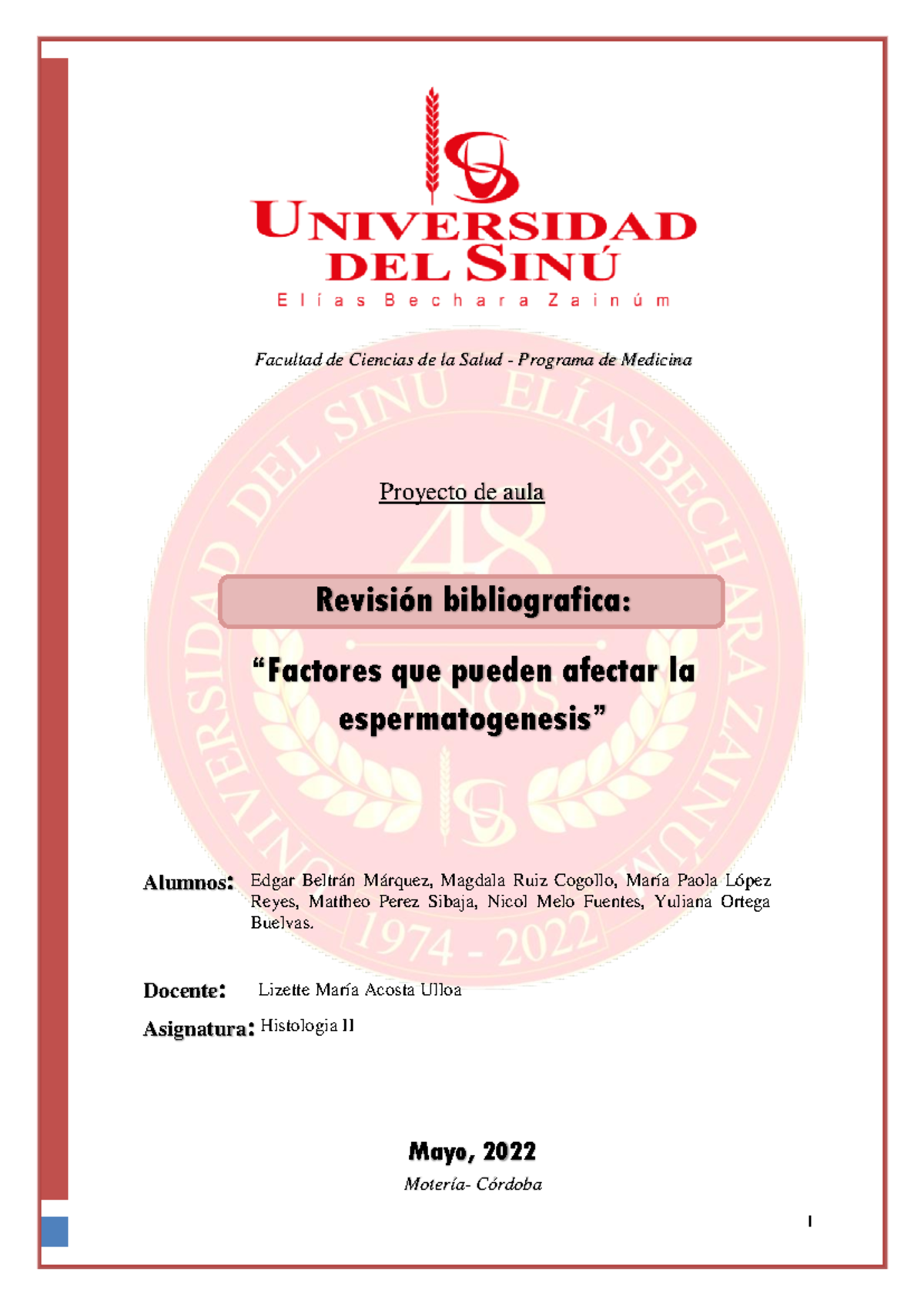 Factores QUE Pueden Afectar LA Espermatogenesis Facultad De Ciencias