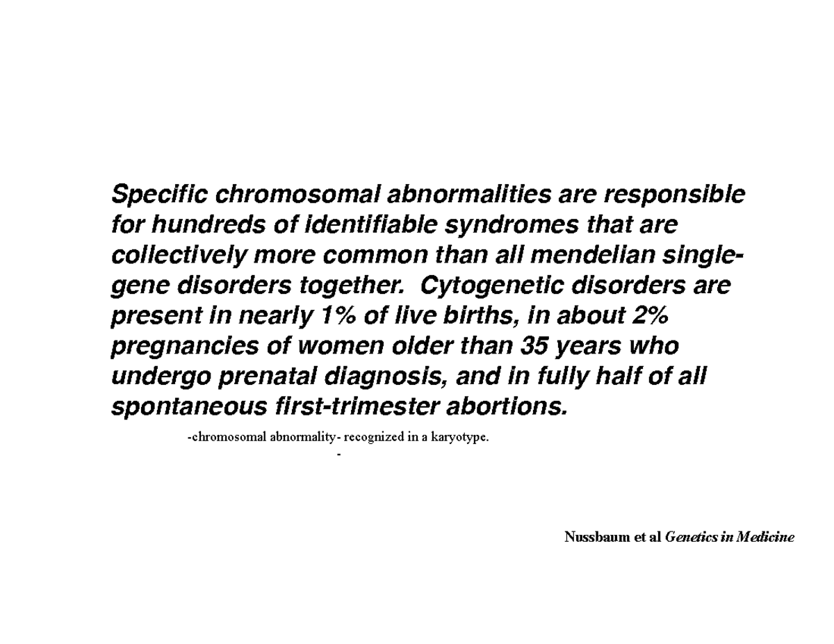 9 Chromosome Abnormalities - Specific chromosomal abnormalities are ...