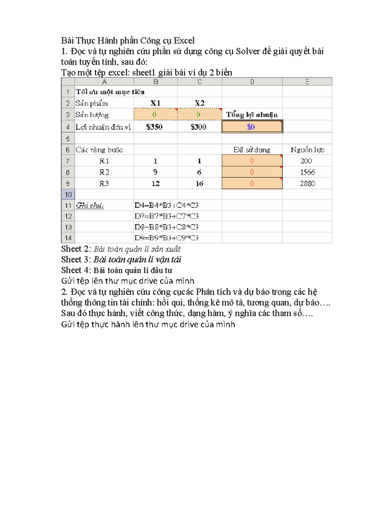 Bài Thực Hành phần Công cụ Excel cq58 - Đọc và tự nghiên cứu phần sử dụng công cụ Solver để giải ...
