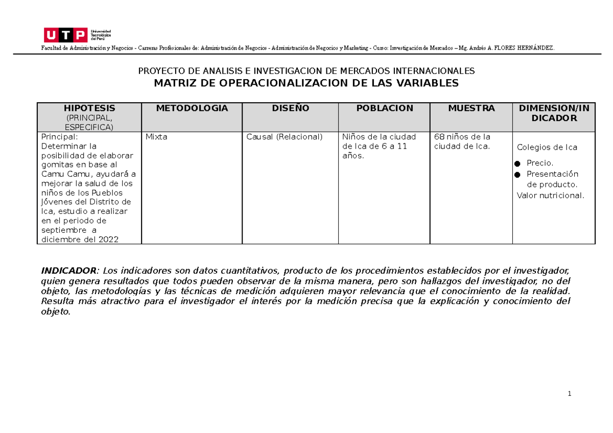 2. Matriz DE Operacionaliza examen - Facultad de Administración y ...