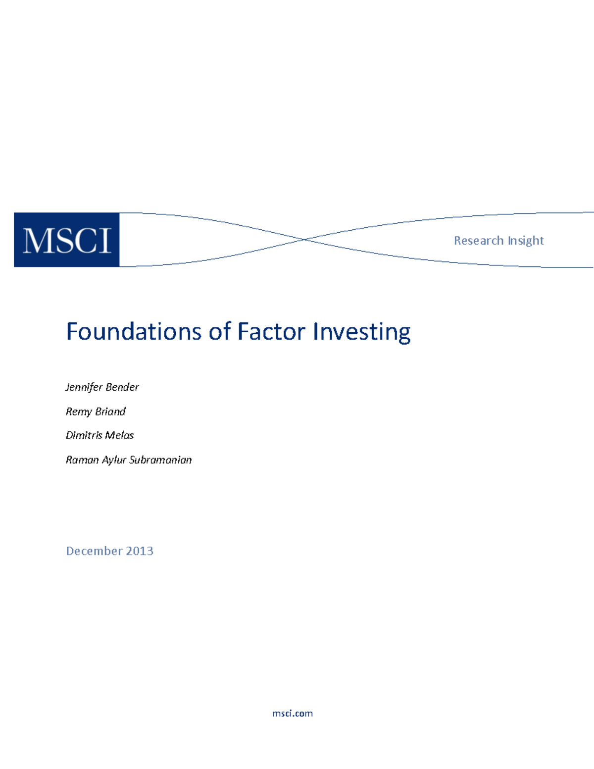 MSCI Foundations of Factor Investing - Research Insight Foundations of ...