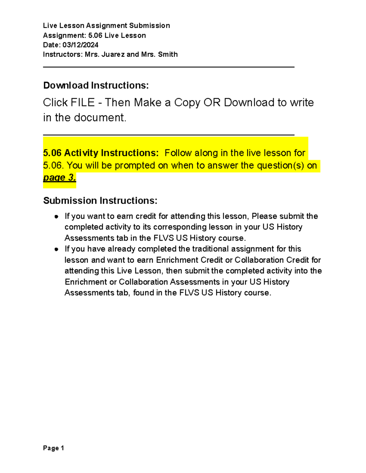 5.06 Live Lesson Template - Live Lesson Assignment Submission ...