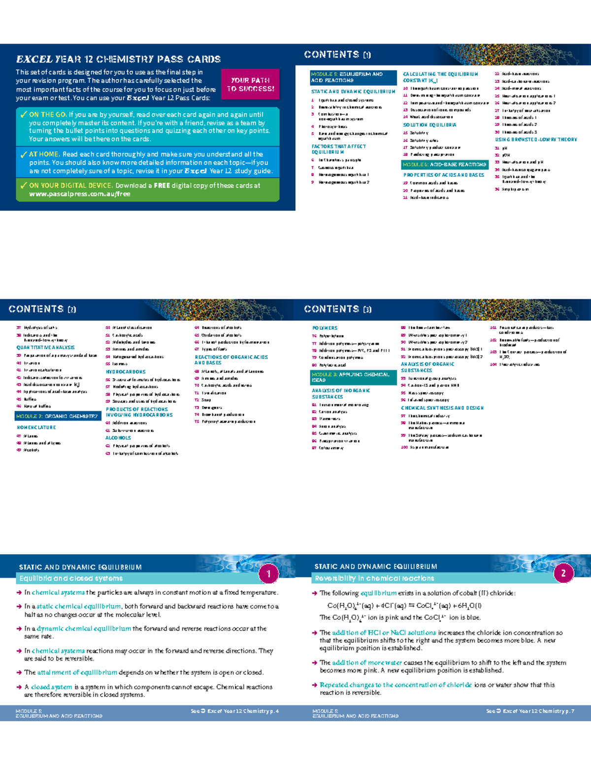 Chem Excel Pass Cards - EXCEL Year 12 chemistry PASS CARDS This set of ...