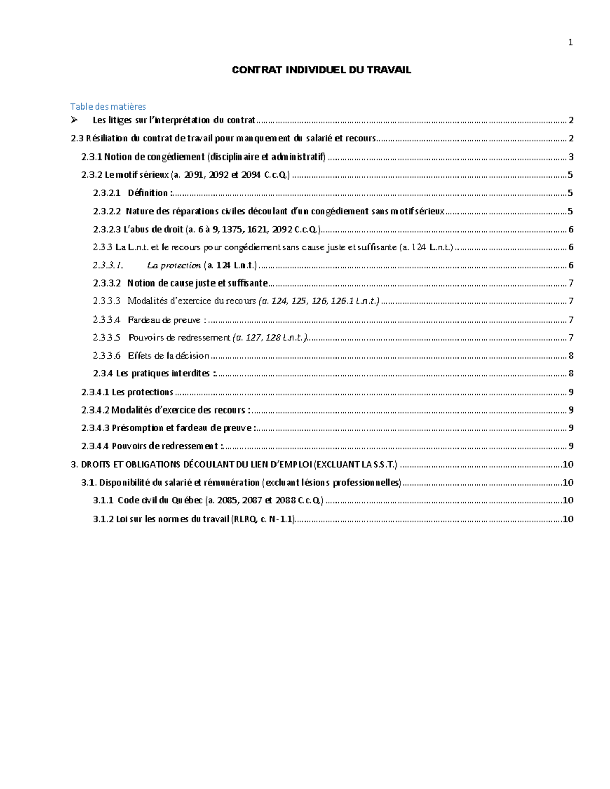 Contrat individuel de travail - Warning: TT: undefined function: 32 Warning: TT: undefined ...