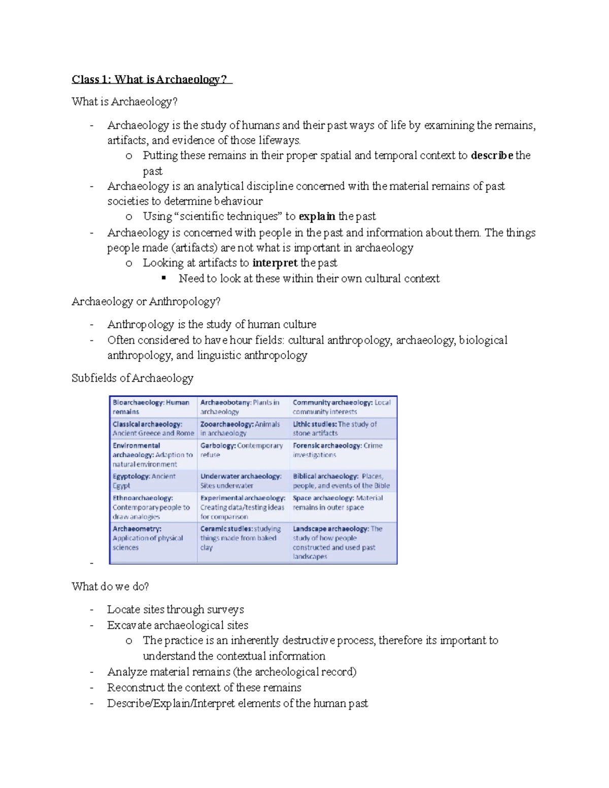 Class 1 What is Archaology - Class 1: What is Archaeology? What is ...