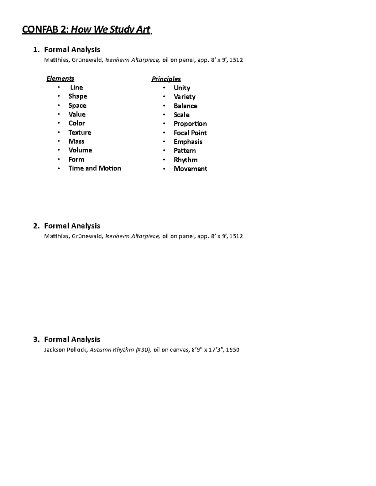 Confab 2 How We Study Art Lecture Outline - CONFAB 2: How We Study Art ...
