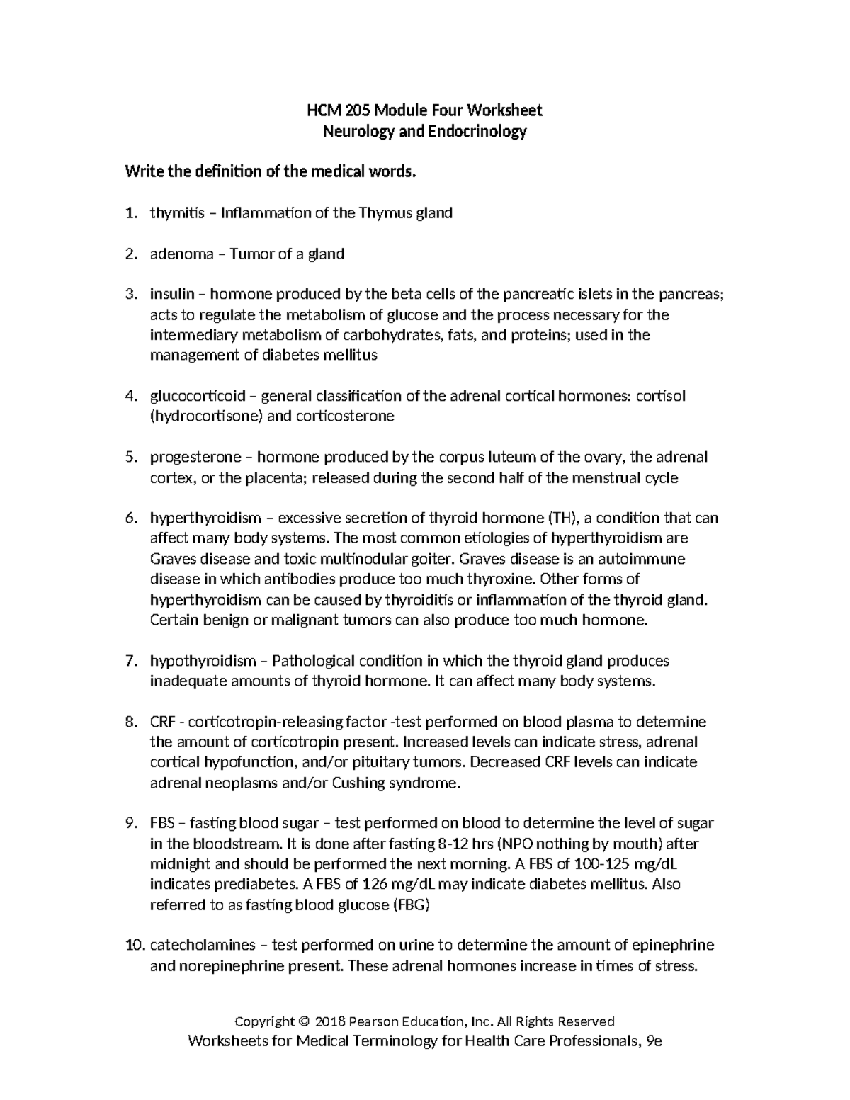 HCM 205 Module Four Worksheet - HCM 205 Module Four Worksheet Neurology ...