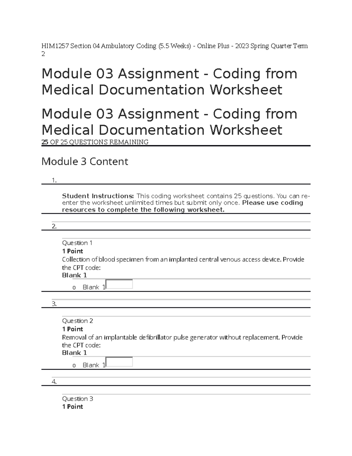 HIM1257 Section 04 Ambulatory Coding - HIM1257 Section 04 Ambulatory ...
