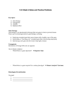 7.03 Week 11 Summary Notes and Practice Problems - 7 Fall 2018 ...