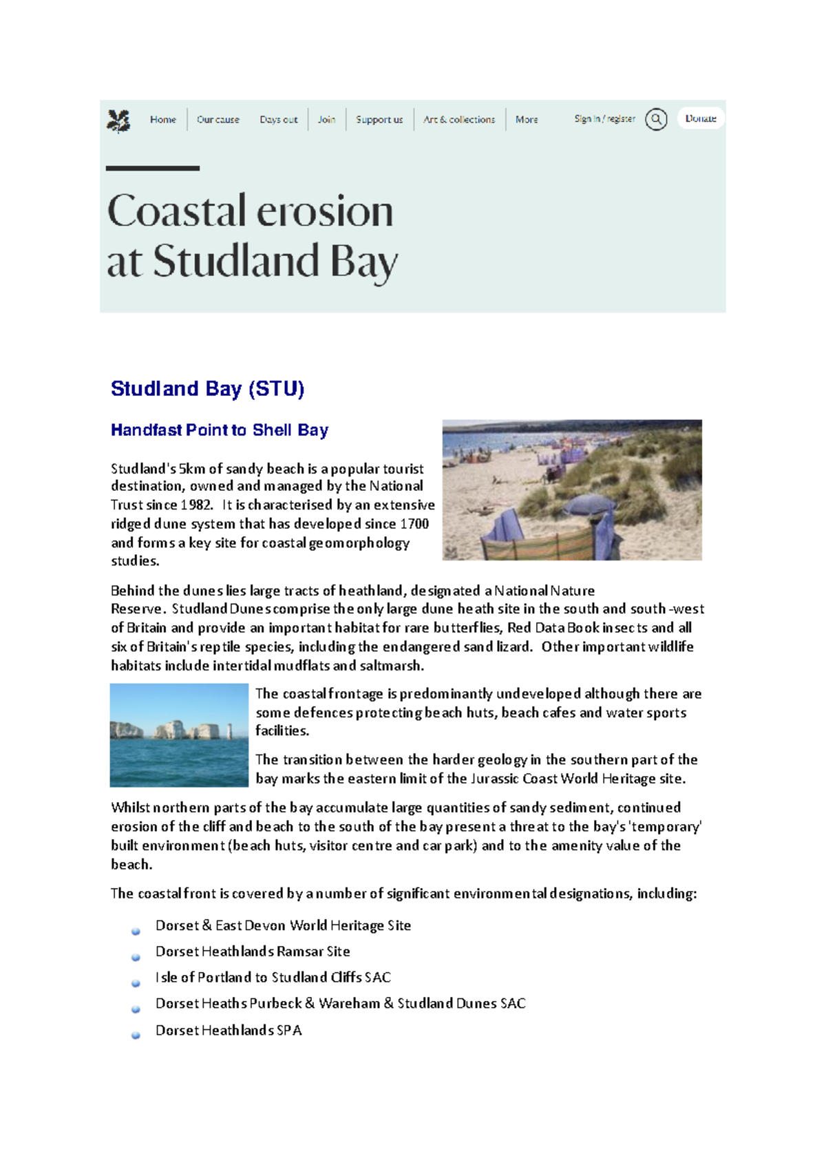 Studland Bay Management - Studland Bay (STU) Handfast Point to Shell ...