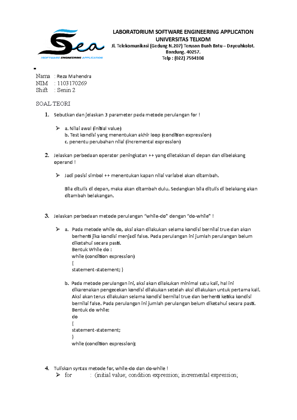 Tp Alpro 3 Practical Task About Algorithm And Programming Nama