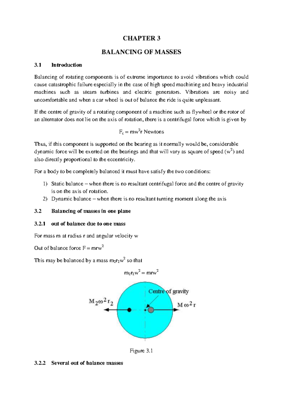Balancing - CHAPTER 3 BALANCING OF MASSES 3 Introduction Balancing of ...