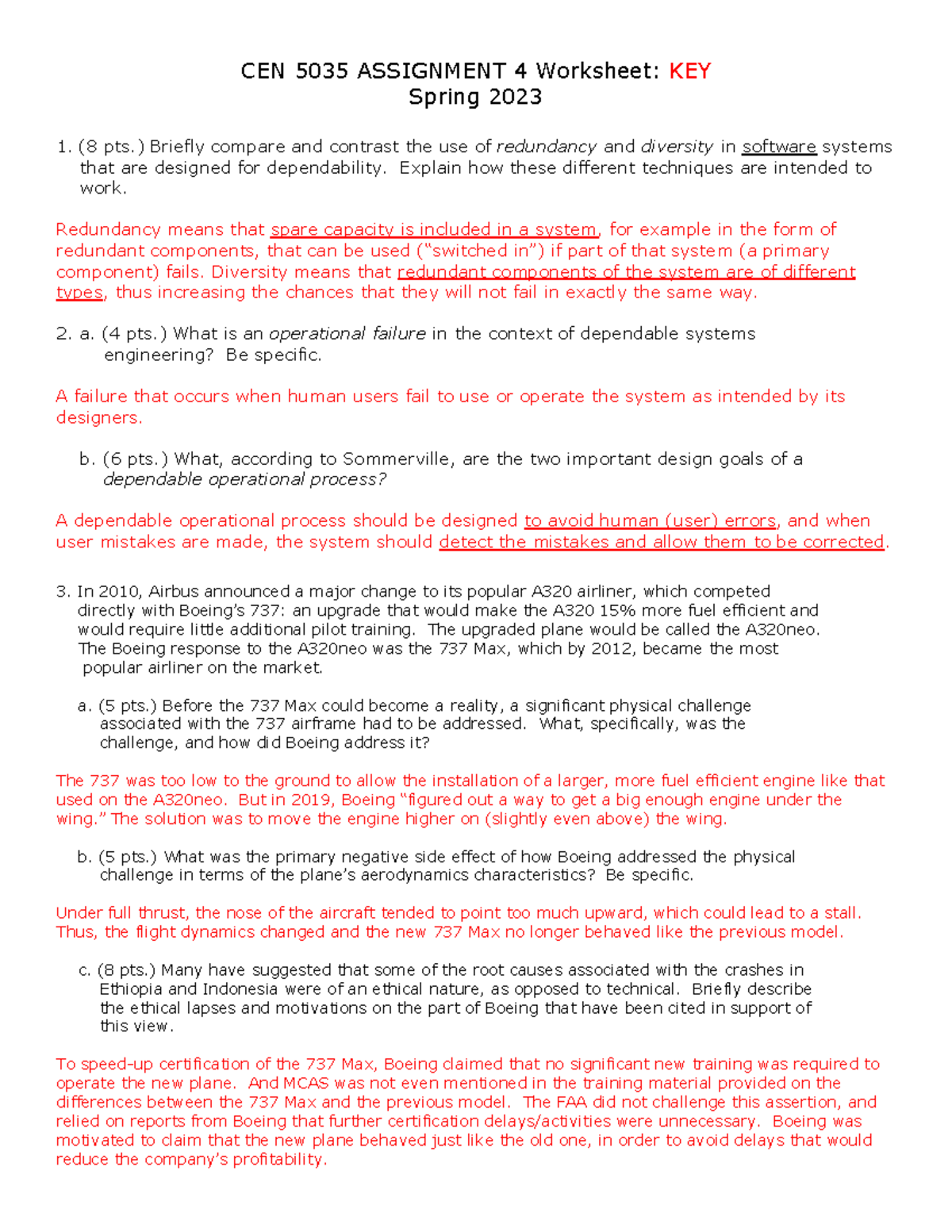 Assign 4 Worksheet KEY - CEN 5035 ASSIGNMENT 4 Worksheet: KEY Spring 2023 1. (8 pts.) Briefly ...