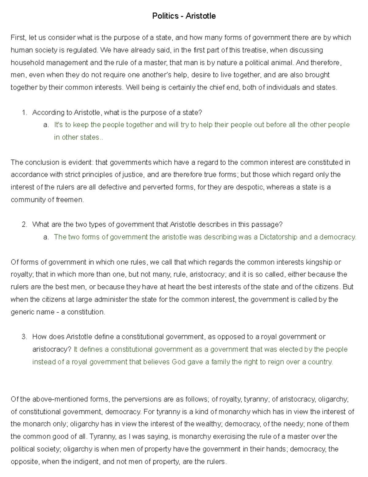 Politics - Aristotle - Politics - Aristotle First, let us consider what ...