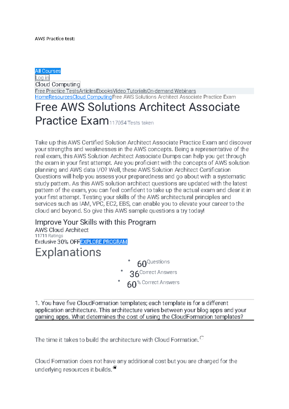 AWS Practice test - AWS Practice test: All Courses Log in Cloud ...