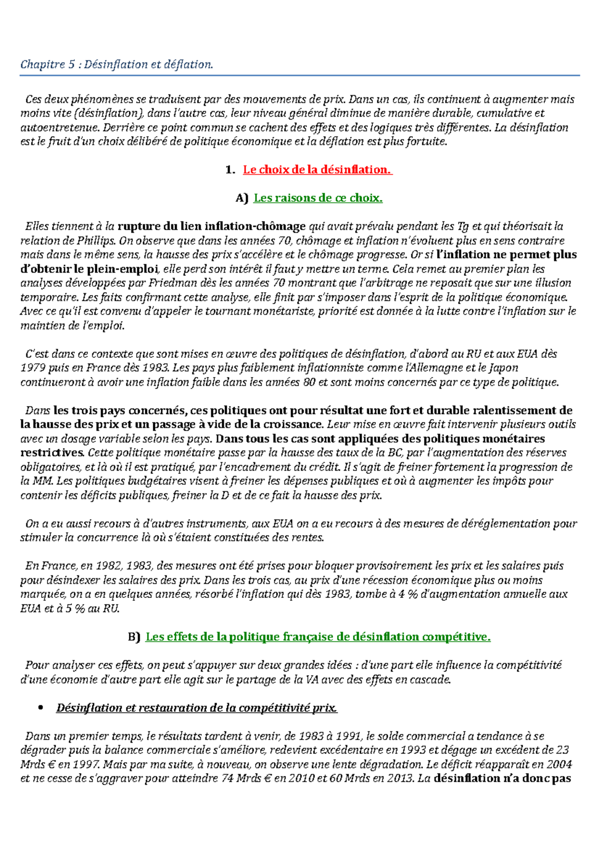 Chapitre 5 Désinflation et déflation - Chapitre 5 : Désinflation et ...