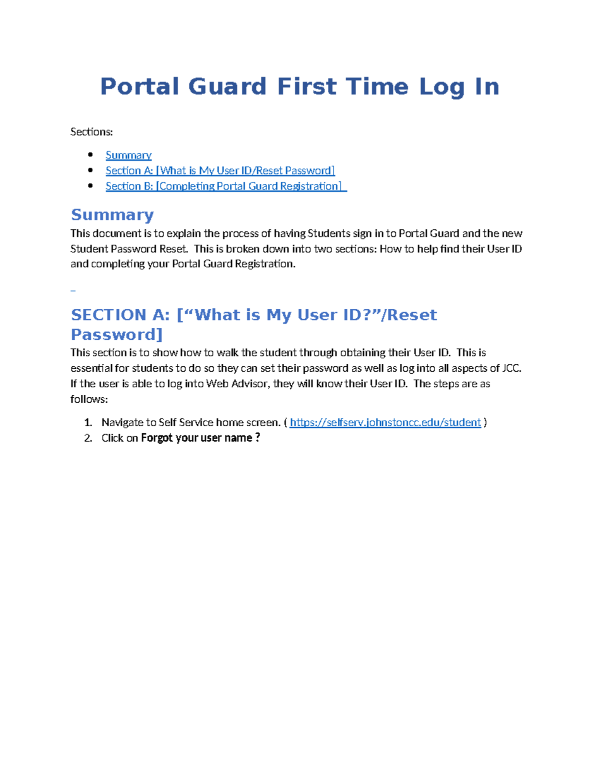 First Time Log in 2 - mmmmmm - Portal Guard First Time Log In Sections ...