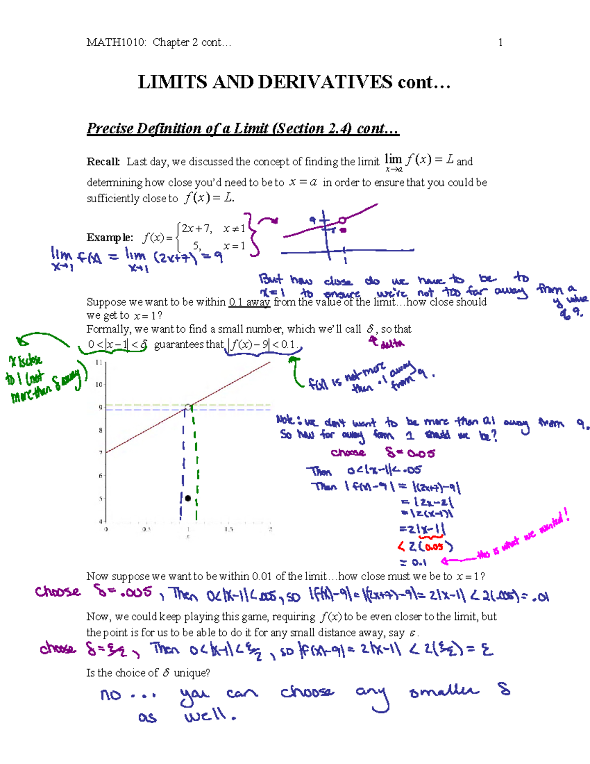 Week 2.2 (2.4, 2 - Lecture note - Practice material - LIMITS AND ...