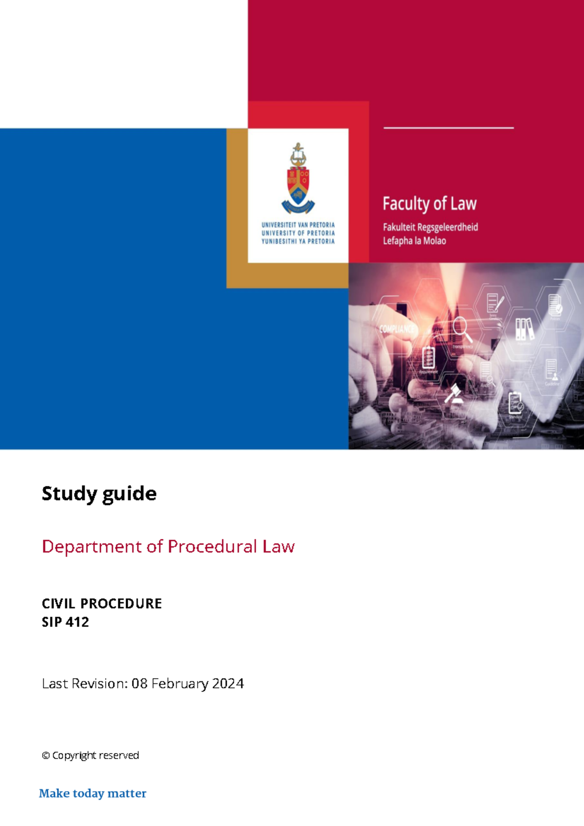 SIP 412 Study Guide 2024 - Study guide Department of Procedural Law ...