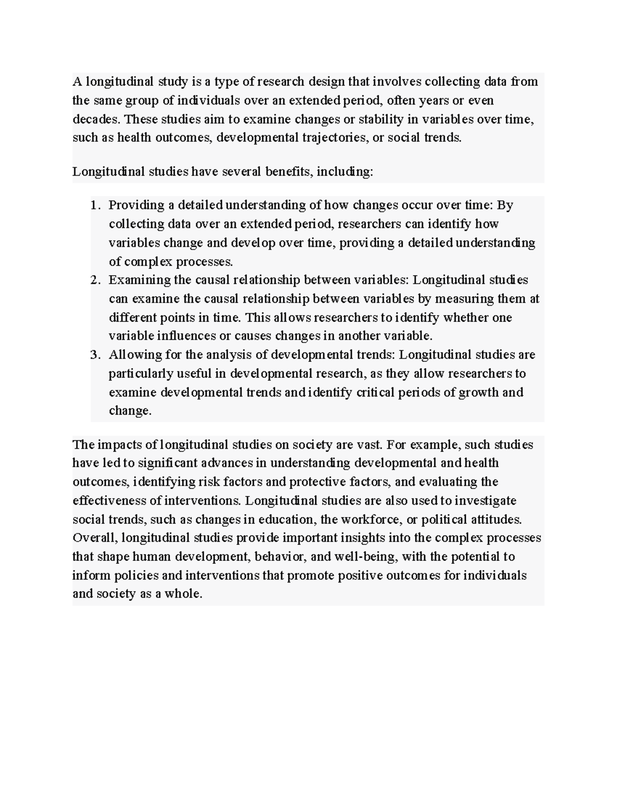 Longitudinal study - These studies aim to examine changes or stability ...