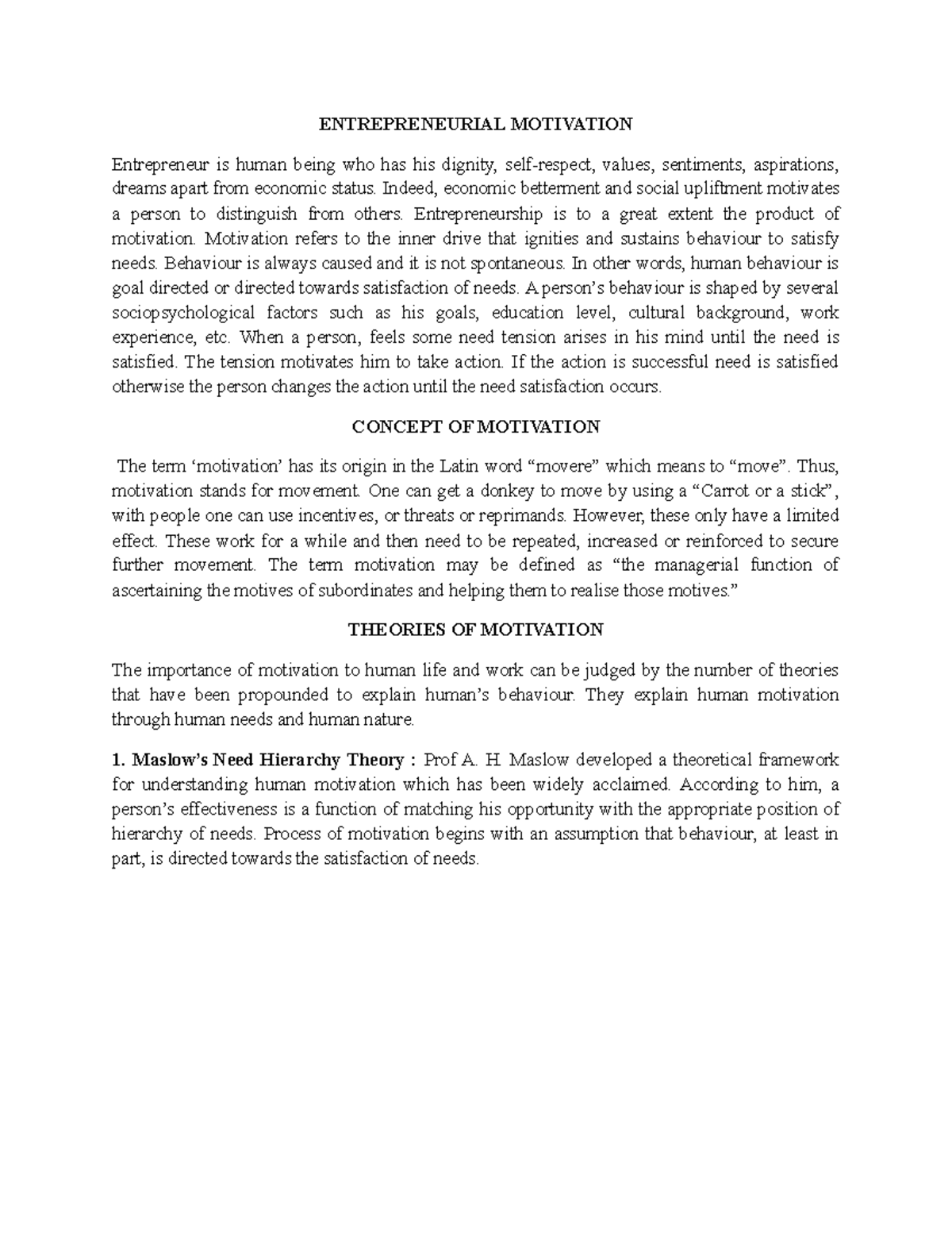 Unit 2 Entrepreneurial Motivation - ENTREPRENEURIAL MOTIVATION ...