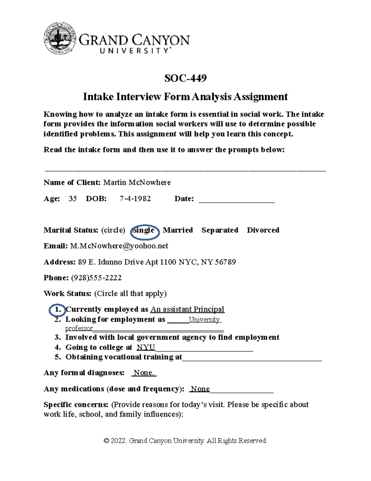 SOC-449 Intake Form Analysis Worksheet - SOC- Intake Interview Form ...