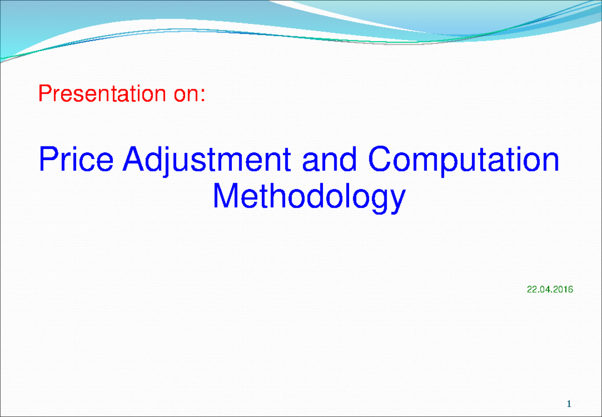 (09 a)Price Adjustments - 1 Presentation on: Price Adjustment and ...