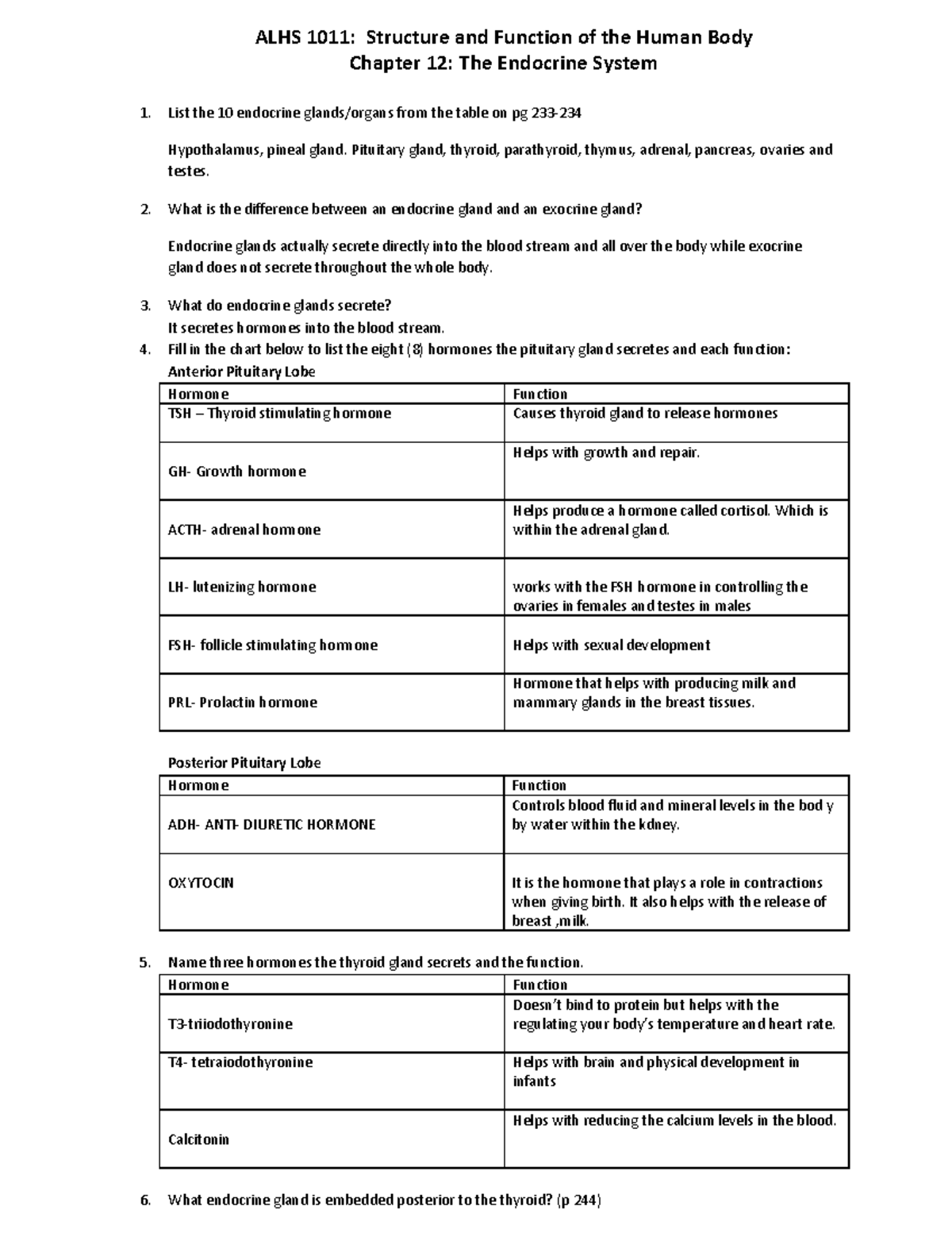Chapter 12 answer - power point slides - ALHS 1011: Structure and ...