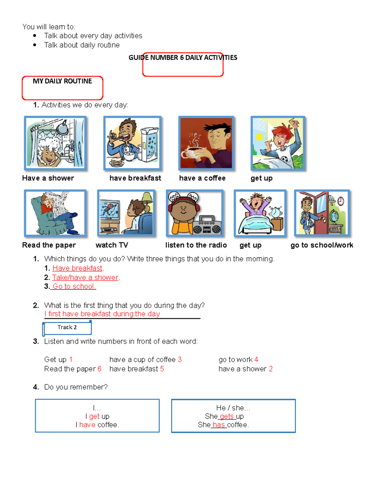 Guide 6 Daily Activities angie - MY DAILY ROUTINE GUIDE NUMBER 6 DAILY ...