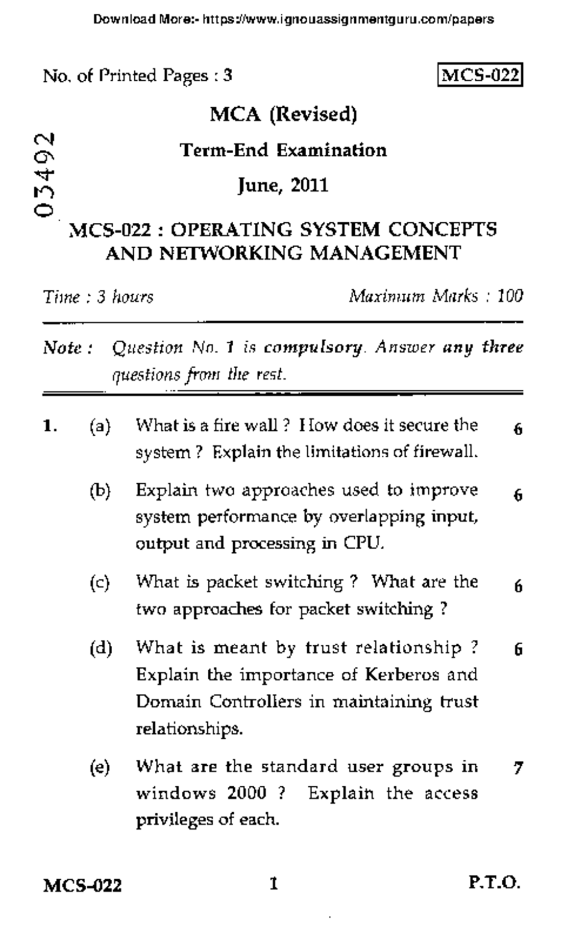 MCS 022 previous year question papers by ignouassignmentguru - Master of Computer Application ...