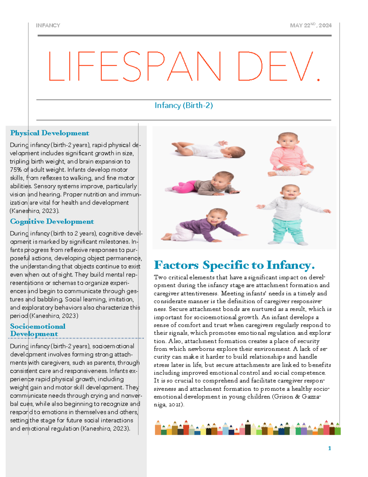 Development Newsletter - INFANCY MAY 22 ND , 2024 ####### 1 Factors ...