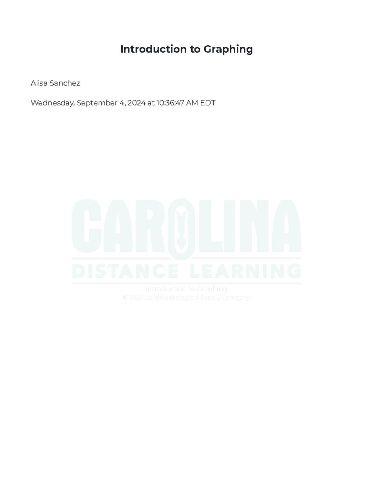 Graphing assignment - lab work carolina distance learning ...