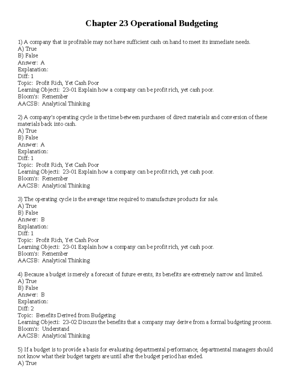 Chap023 anskey.operational budgeting - Chapter 23 Operational Budgeting A company that is ...