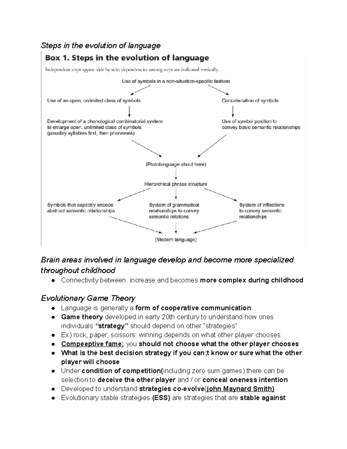 Week 8 Lecture 1 - Steps in the evolution of language Brain areas ...