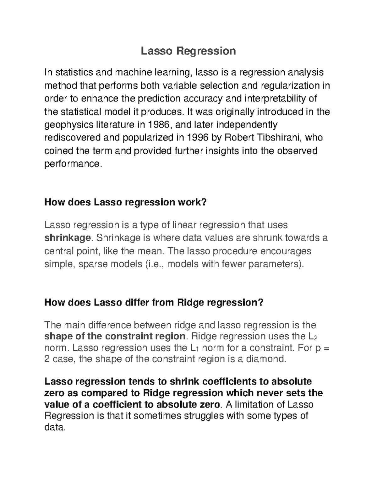 1A. What is Lasso Regression - Lasso Regression In statistics and ...