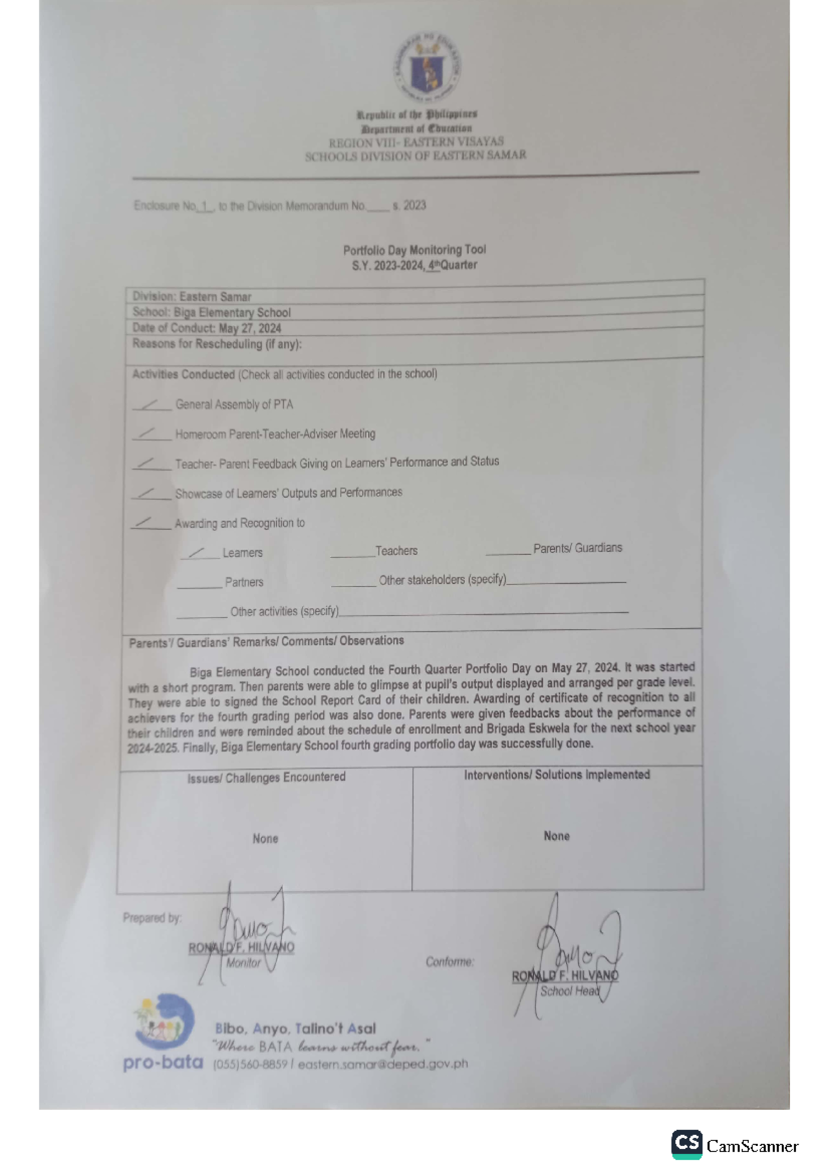 Biga ES 4th Quarter Portfolio Day - Batchelor of elementary education ...