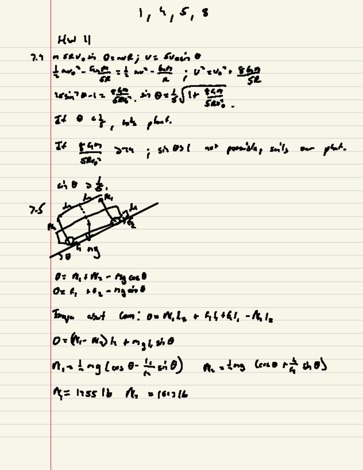 Honors physics-7 - Physics Homework Problems - 1, 4, 5, 8 HW 1 7. i ...